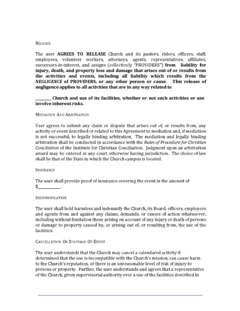 Church Facilities Use Policy | Free Methodist Church USA Legal Resources